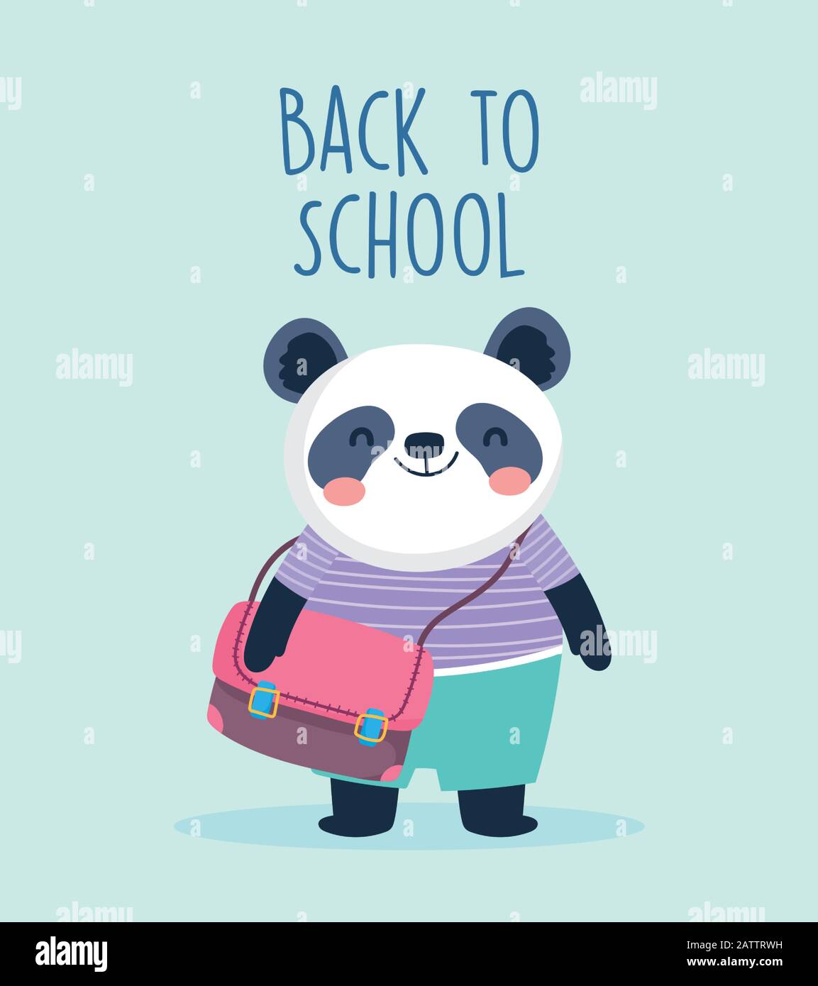 back to school education cute little panda with schoolbag vector ...