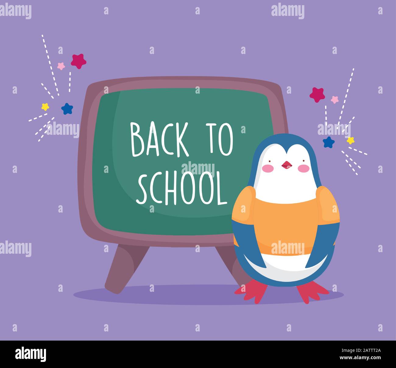 back to school education cute little penguin with chalkboard vector ...