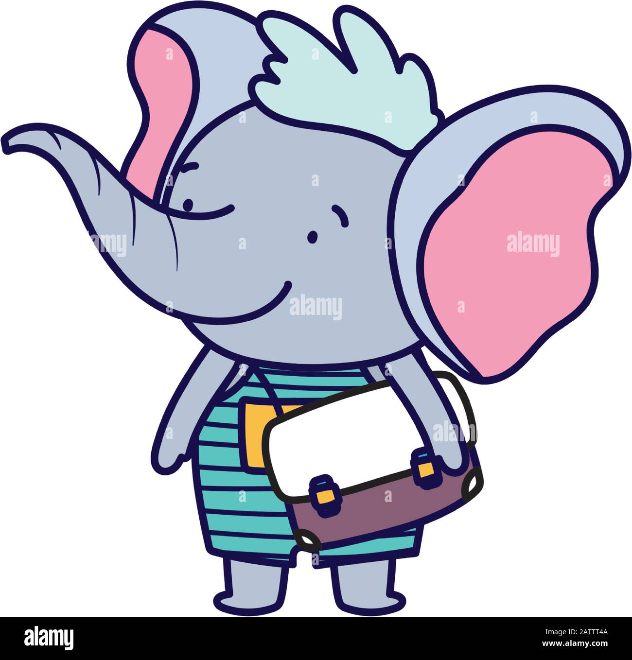 back to school education cute little elephant with backpack vector ...