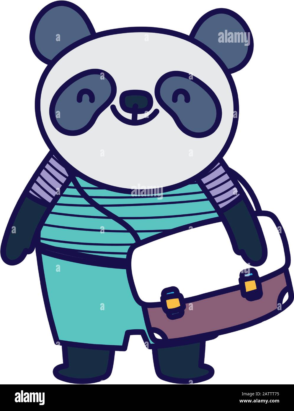 back to school education cute little panda with schoolbag vector ...