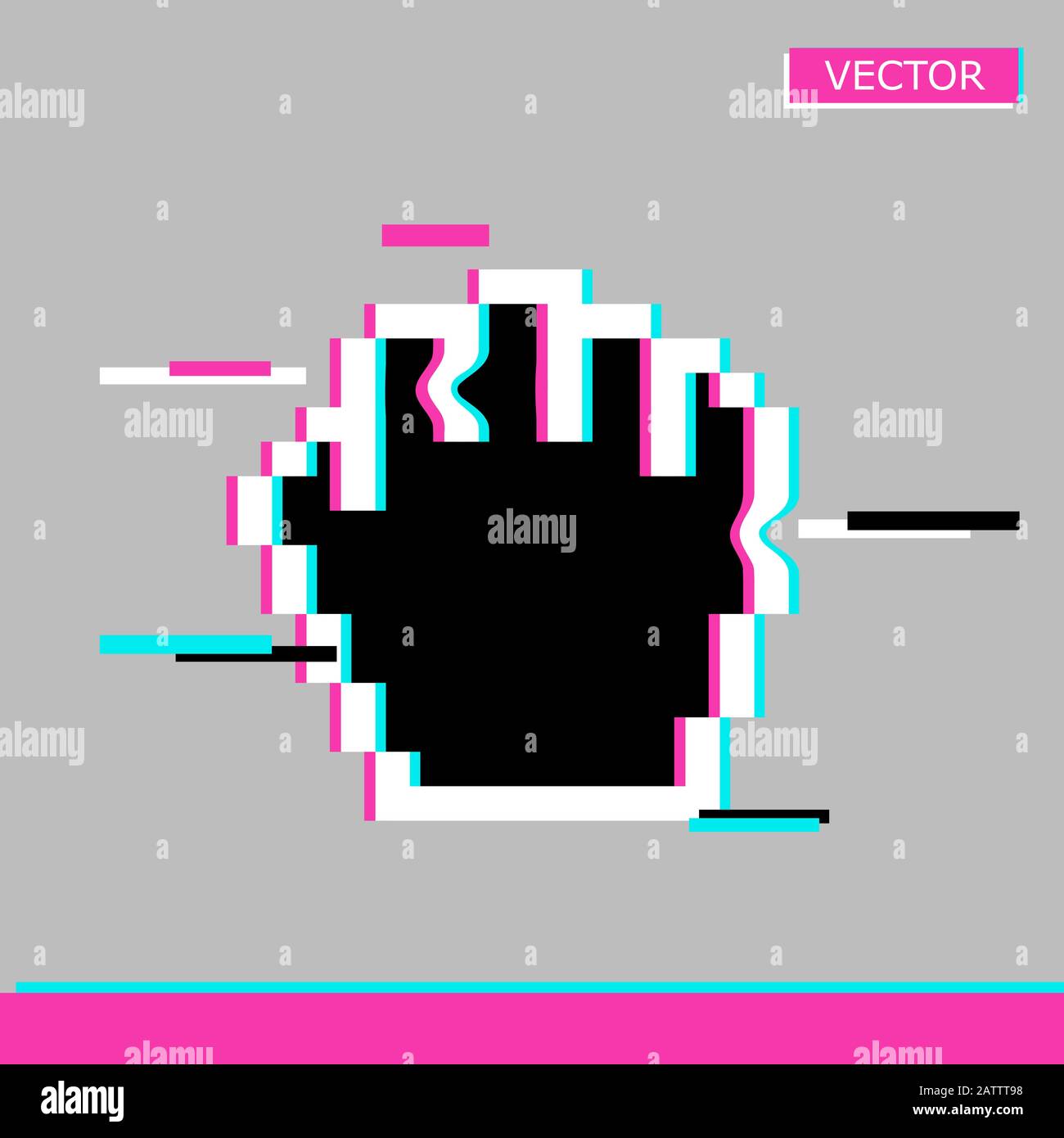 Black pixel drag mouse hand glitch cursor icon sign flat style design ...