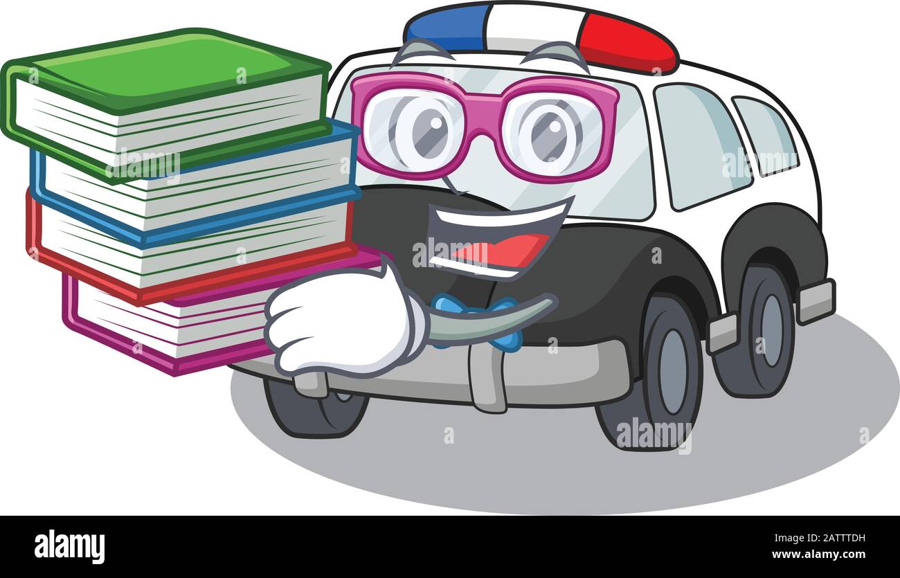 mascot cartoon of police car studying with book Stock Vector Image ...