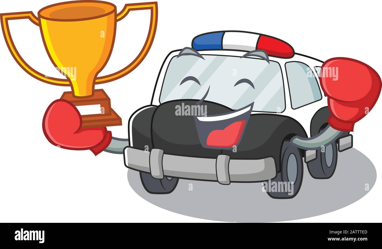 fantastic Boxing winner of police car in mascot cartoon design Stock ...