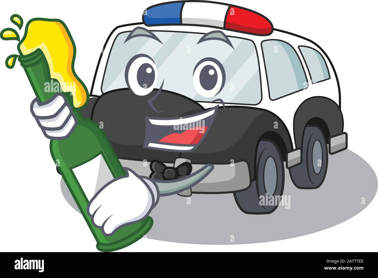mascot cartoon design of police car with bottle of beer Stock Vector ...