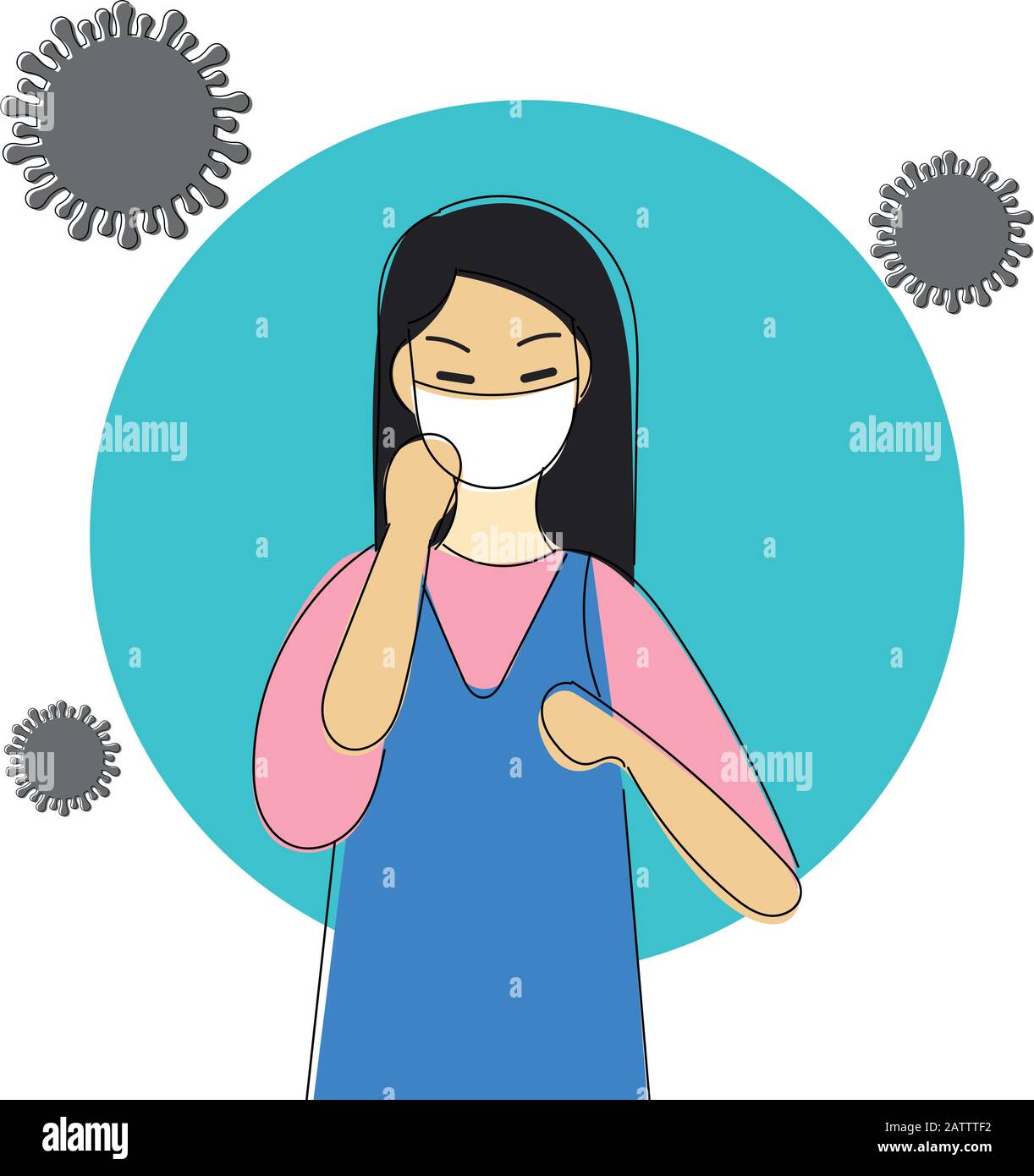 Girl wearing mask due to infection of virus. Human in medical mask ...