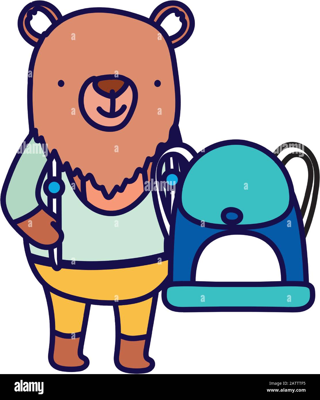 back to school education cute bear with backpack and clothes vector ...