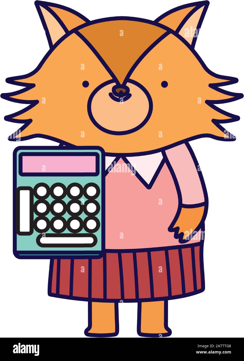 back to school education cute fox teacher with calculator vector ...