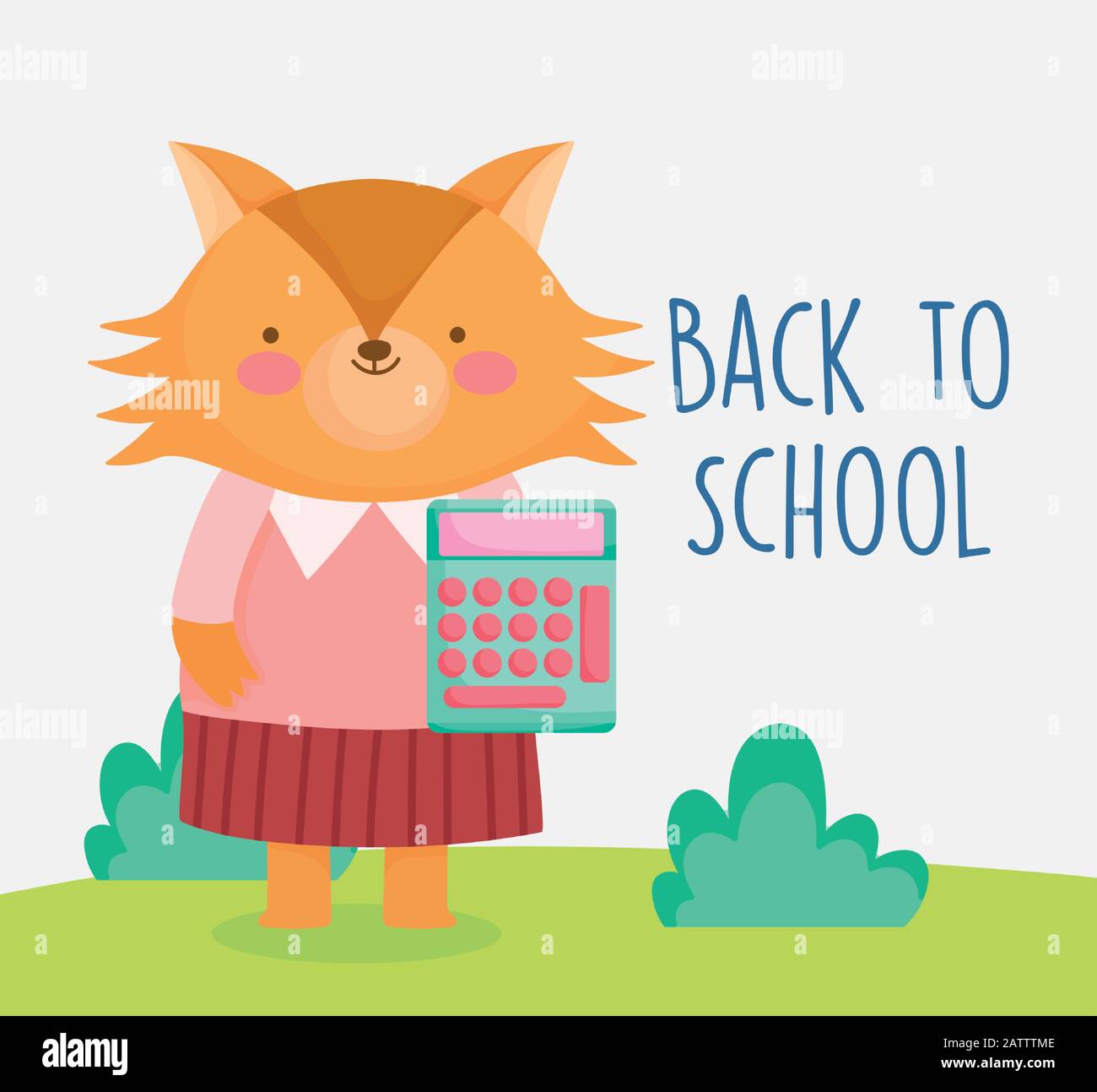 back to school education cute fox teacher with calculator vector ...