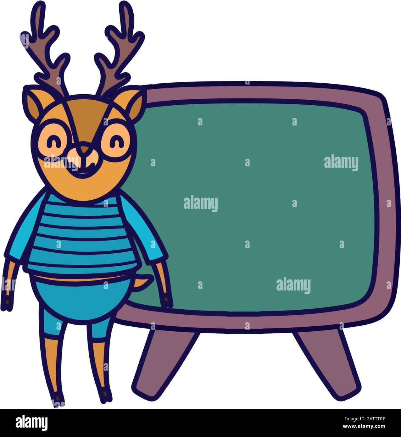 back to school education deer with chalkboard outdoor vector ...