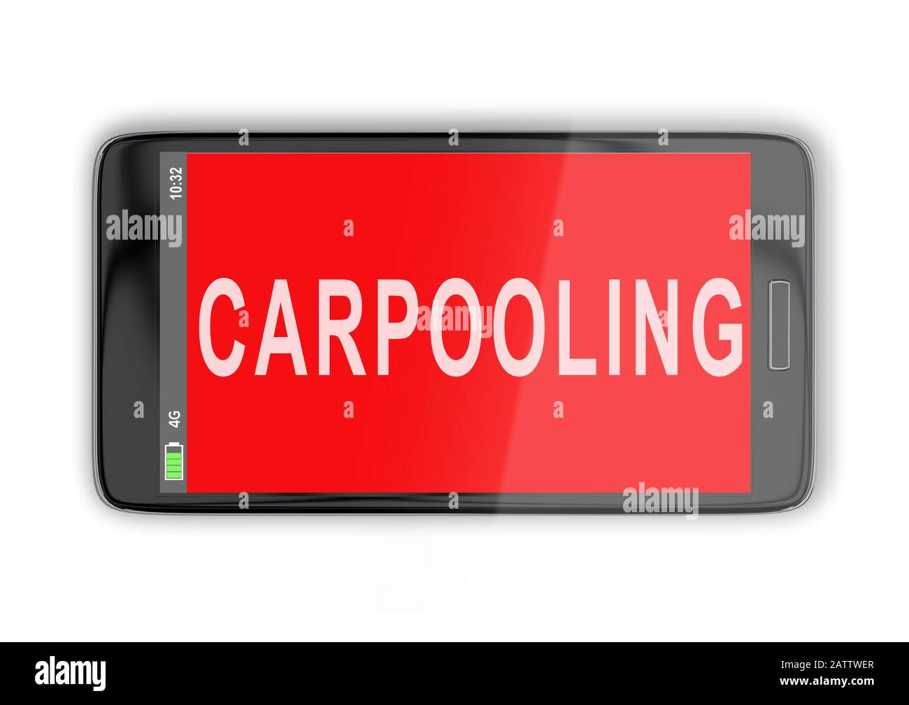 3D illustration of CARPOOLING title on cellular screen, isolated on ...