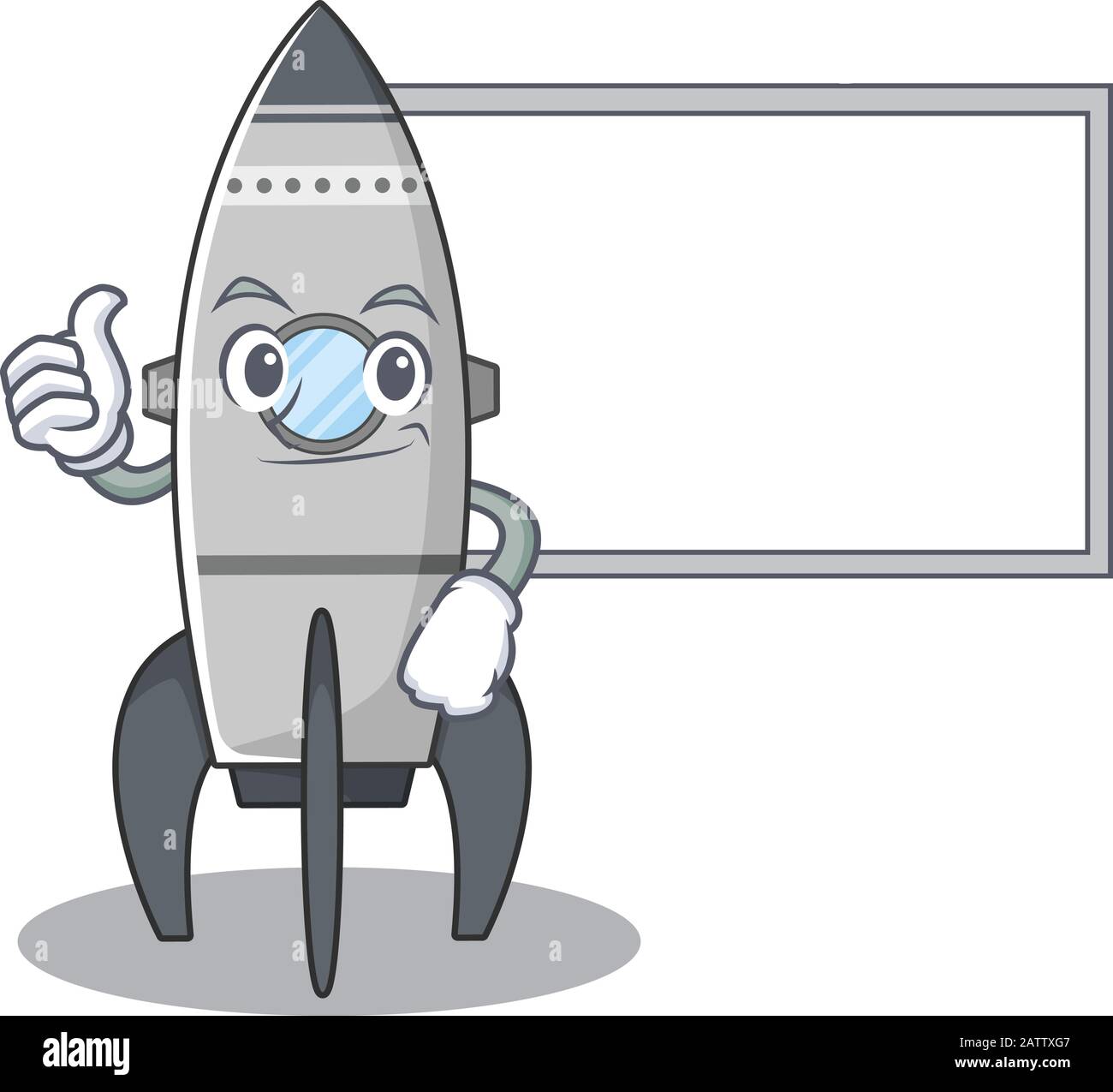 Thumbs up of rocket cartoon design having a board Stock Vector Image ...
