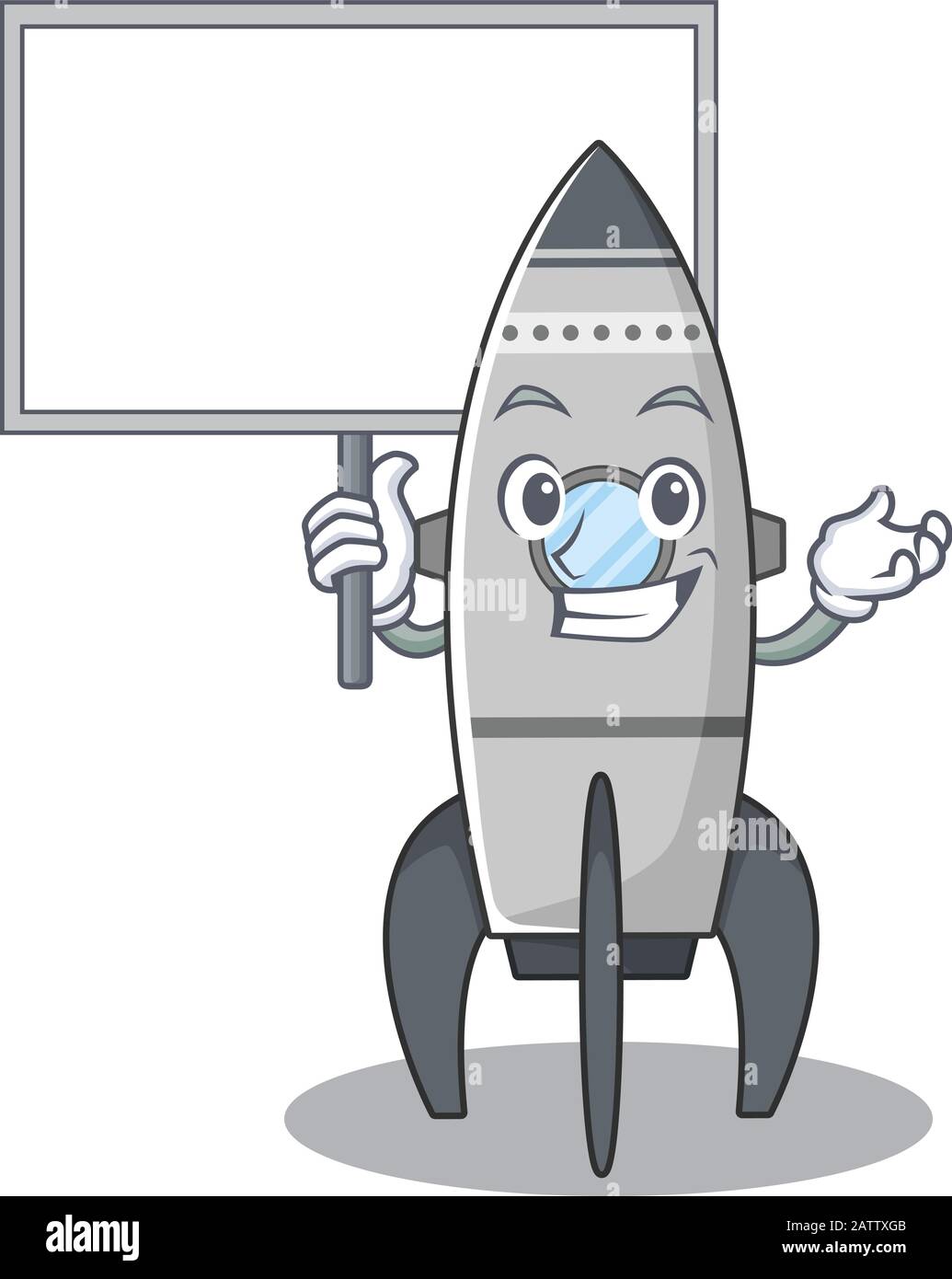 A cute picture of rocket mascot design with a board Stock Vector Image ...