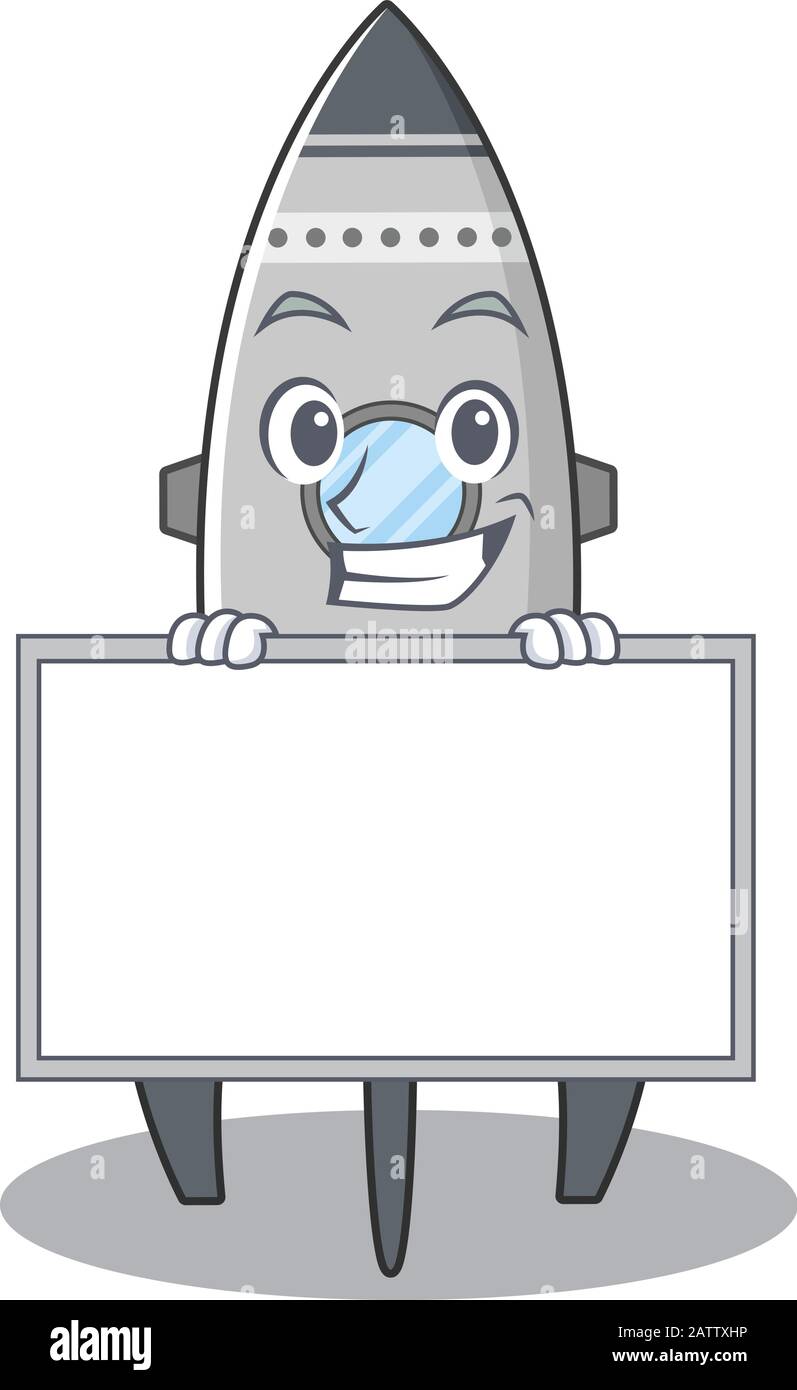 Rocket cartoon design concept grinning with board Stock Vector Image ...