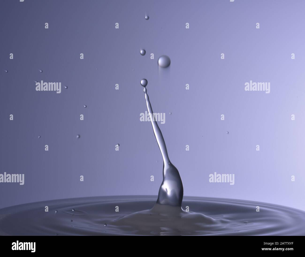 High-speed photography falling water drops into water Stock Photo - Alamy