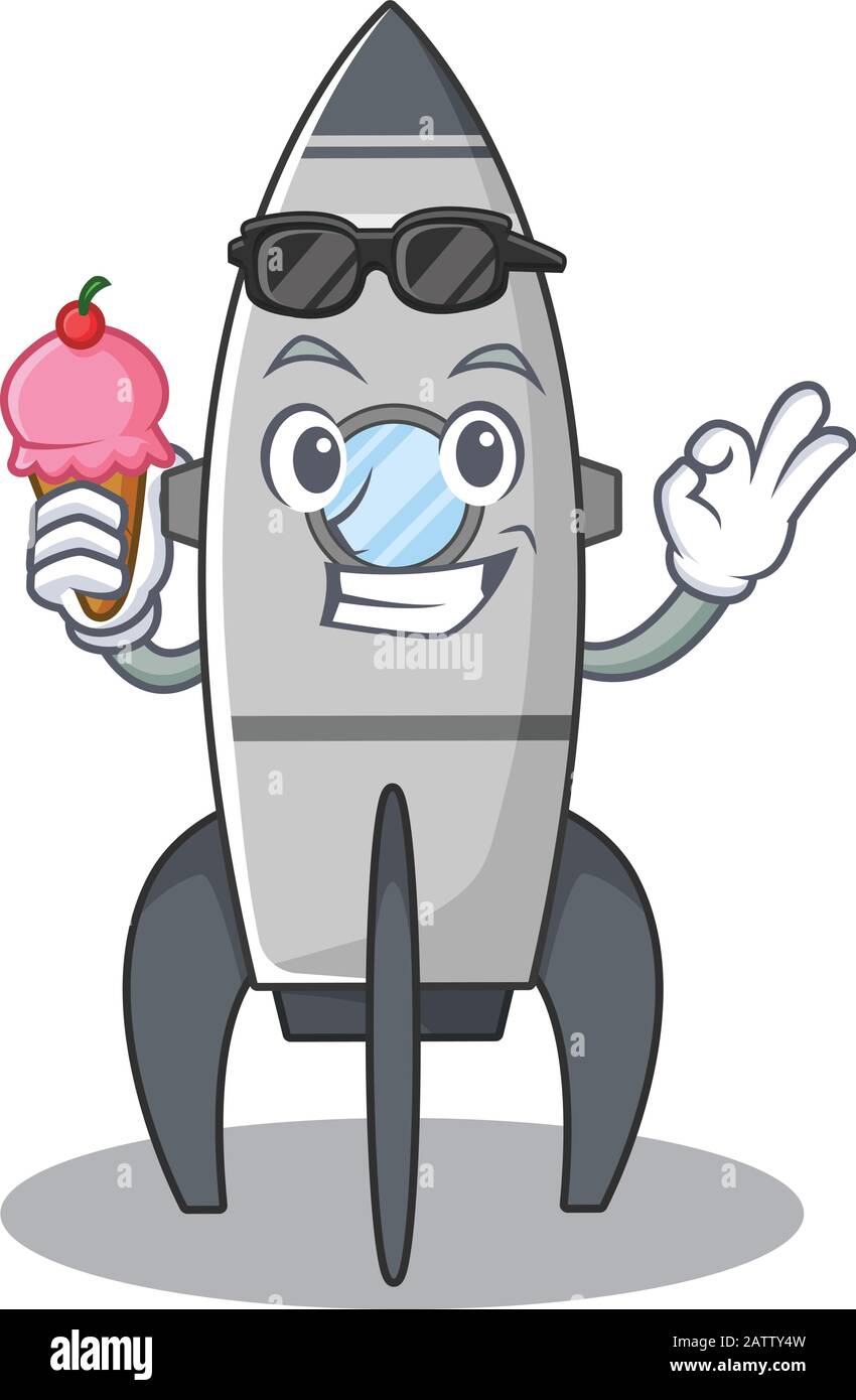 happy face rocket cartoon design with ice cream Stock Vector Image ...