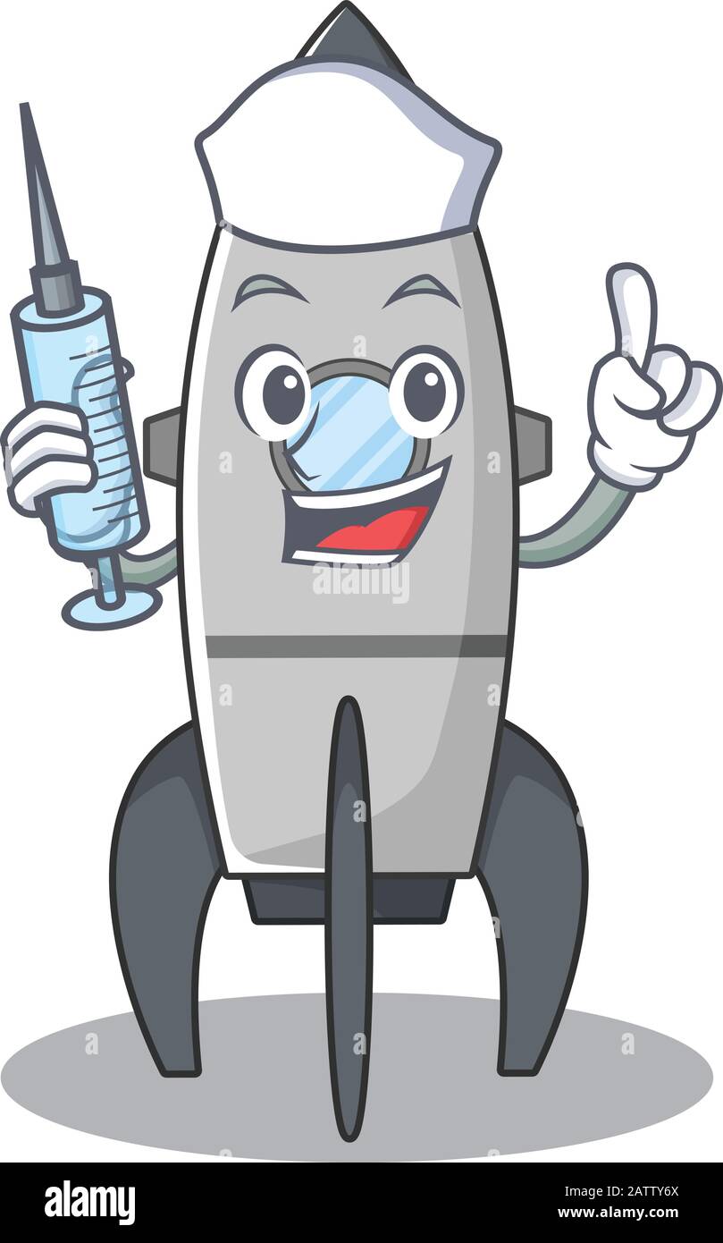 A rocket hospitable Nurse character with a syringe Stock Vector Image ...