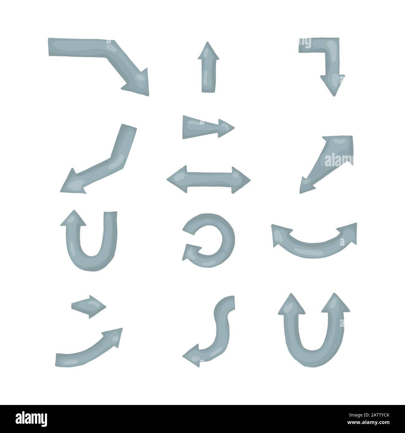 Arrow gray icons set. Vector illustration. Cursors sign collection ...