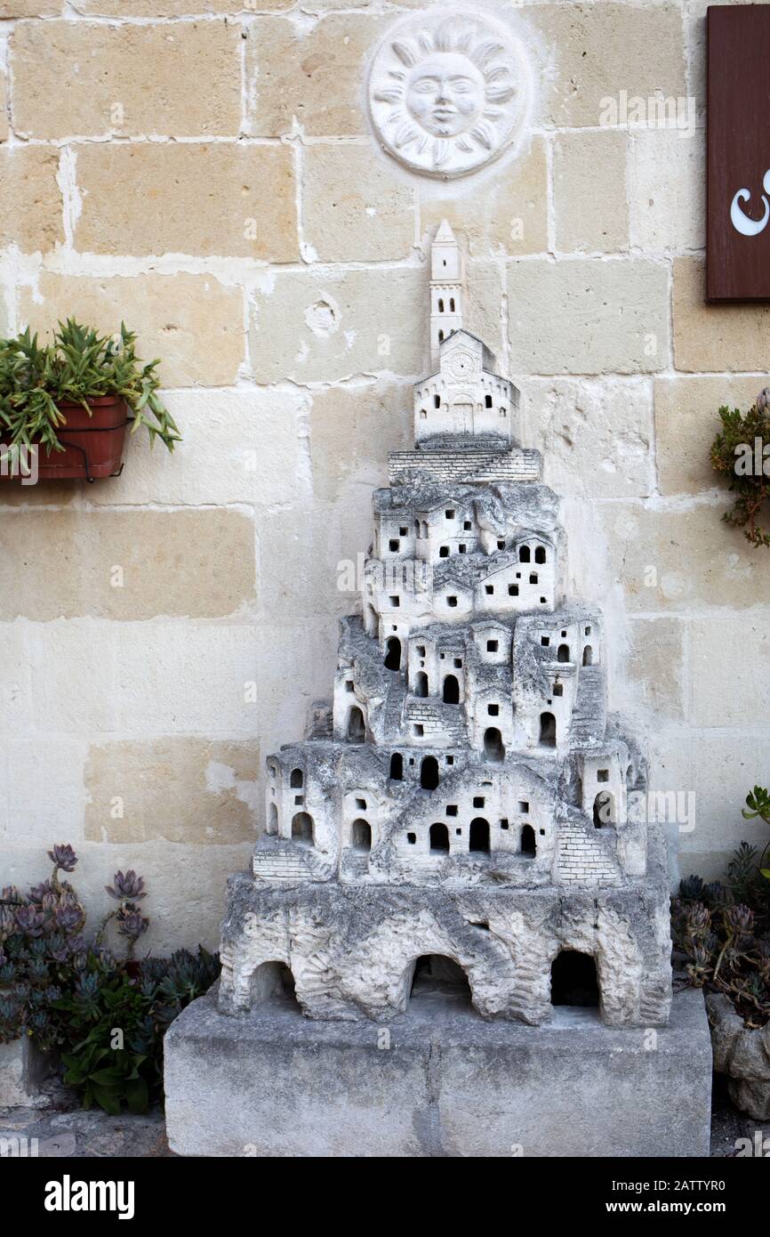 Matera, Italy - September 14, 2019: Closeup model of the Sassi di ...