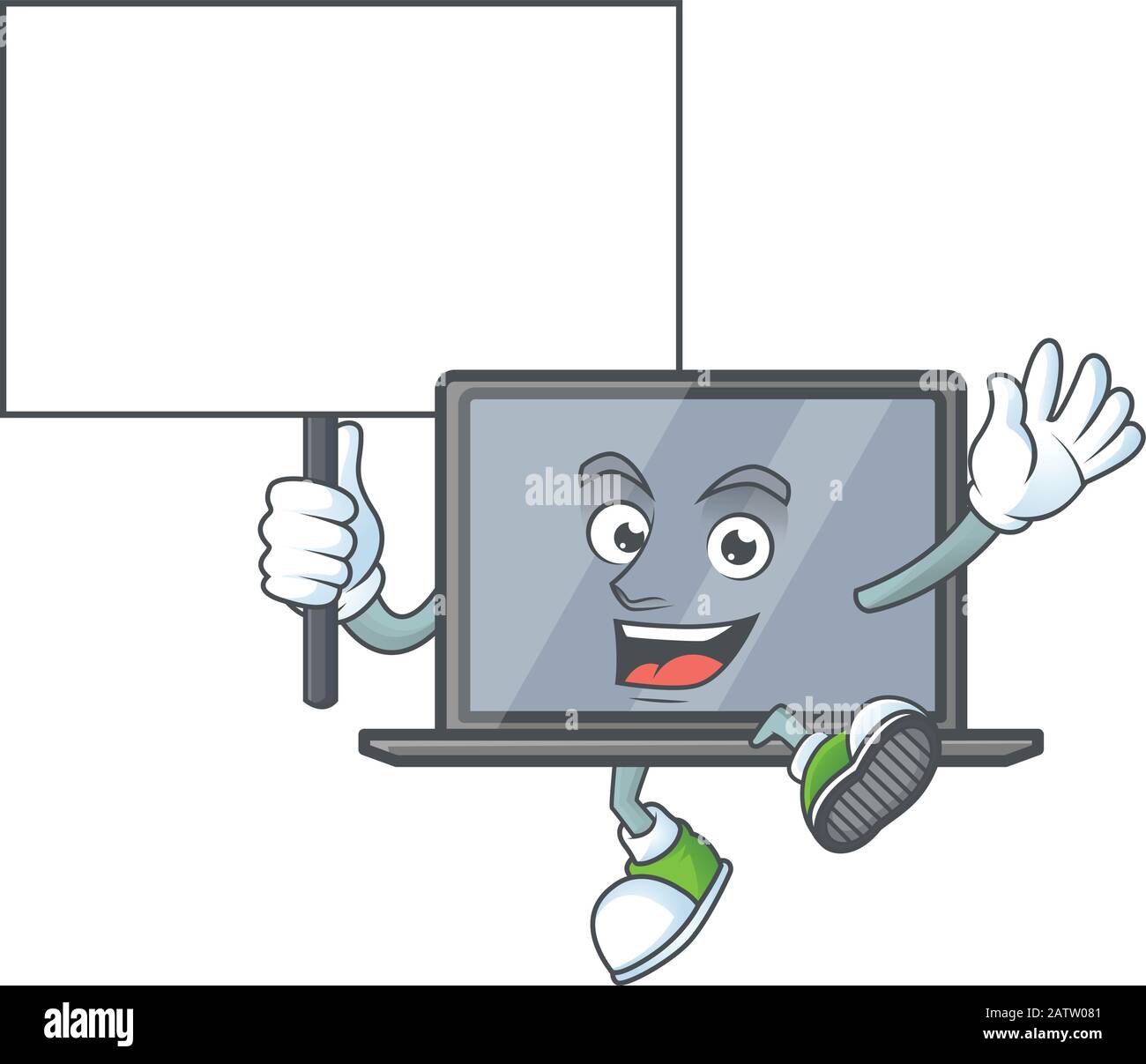 A picture of monitor cartoon character with board Stock Vector Image ...