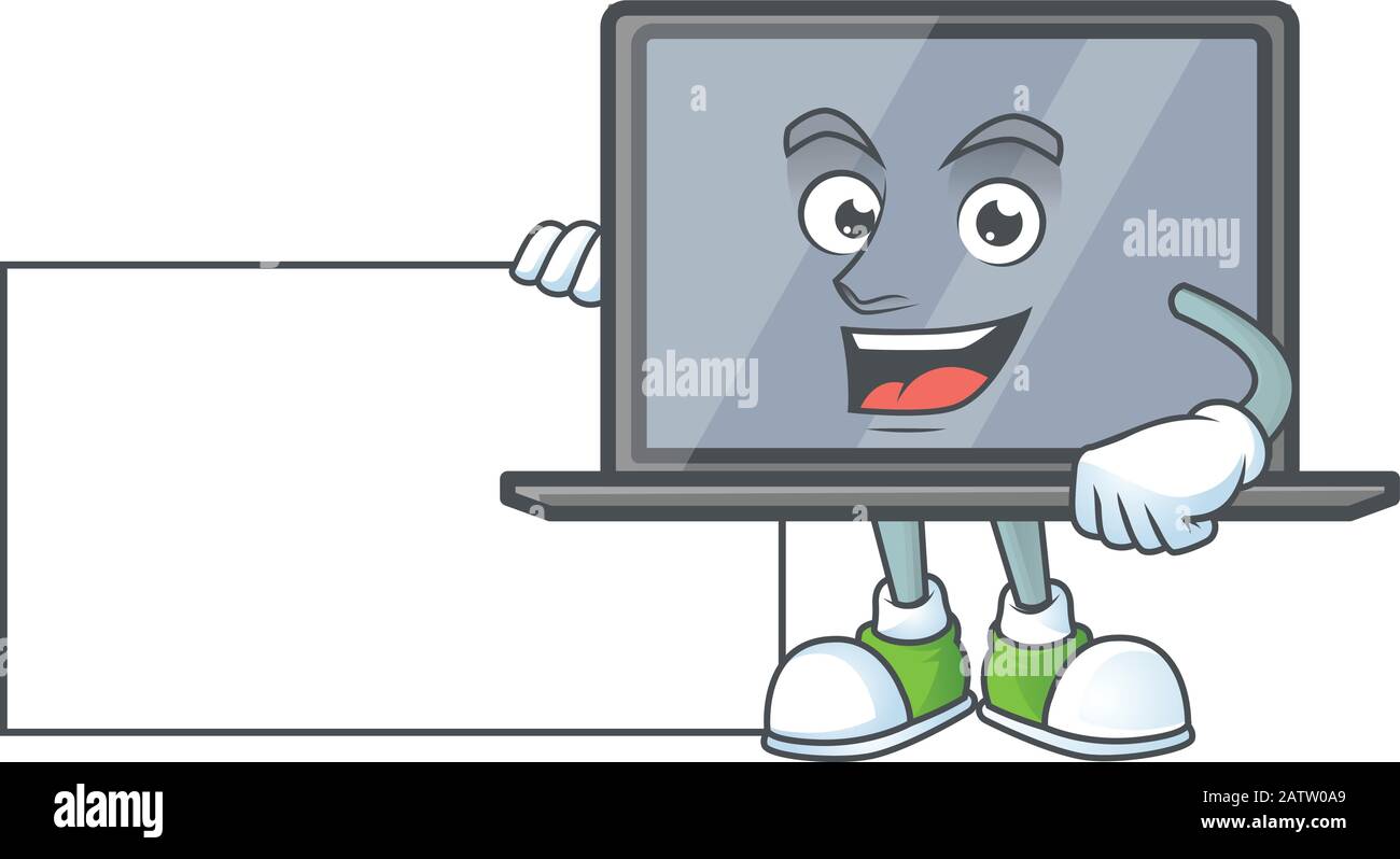 Cute funny monitor cartoon character having a board Stock Vector Image ...