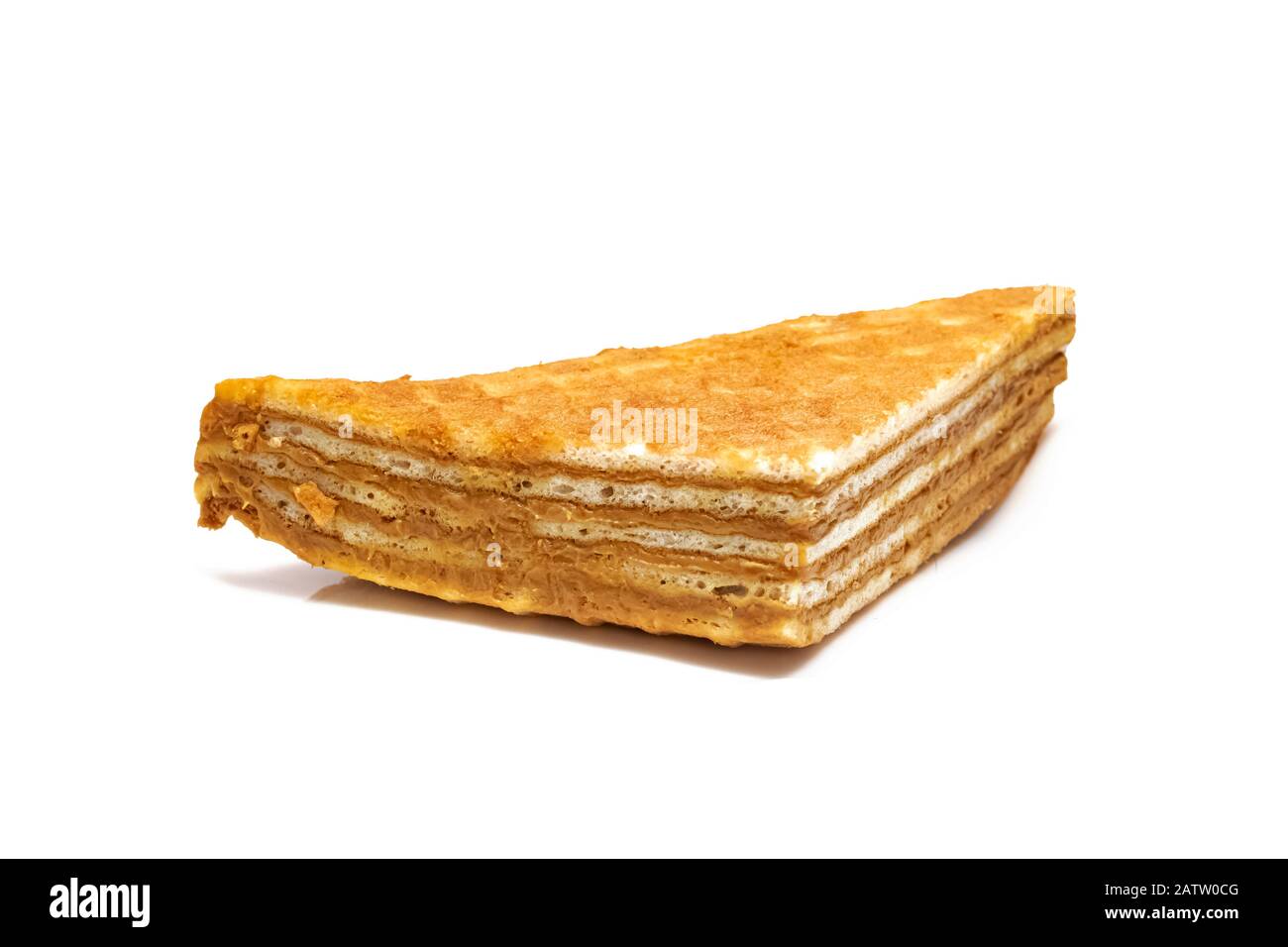 Waffles with condensed milk isolated on white background Stock Photo ...