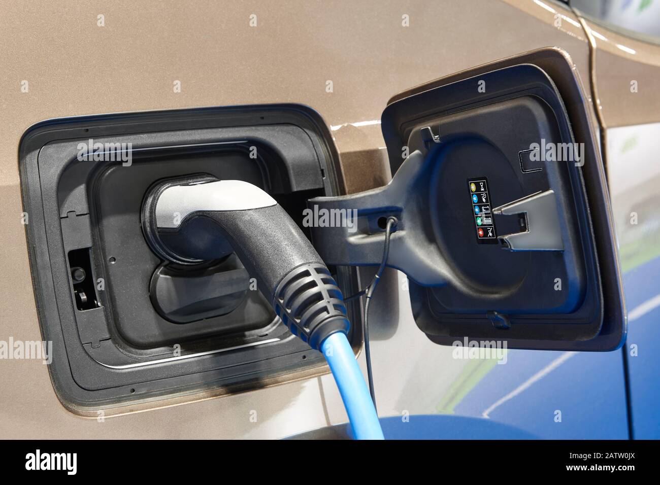 Electric car plug socket power charger. Renewable clean energy. Eco ...