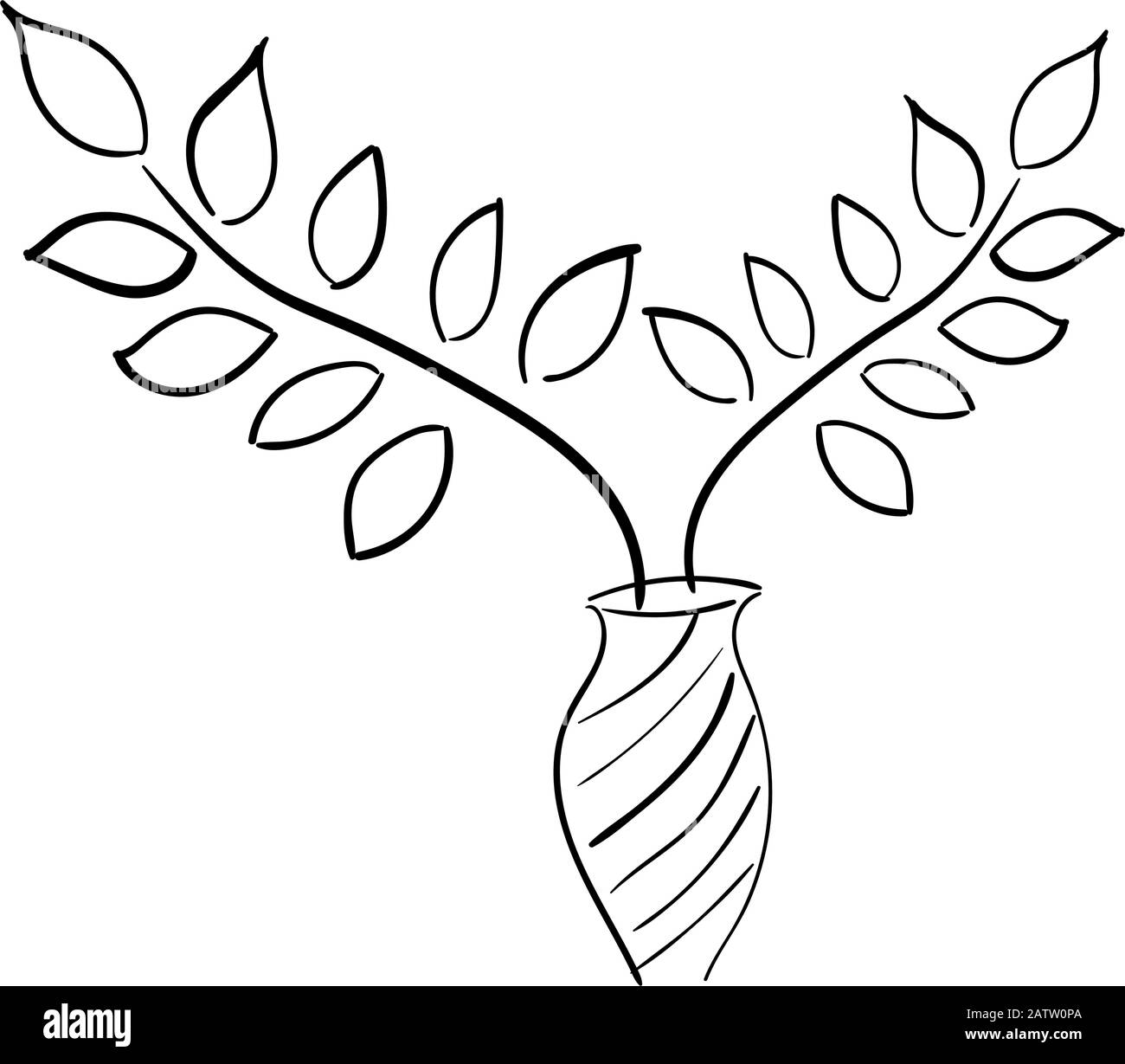 Plant vase. Vector sketch illustration. Isolated on white Stock Vector ...