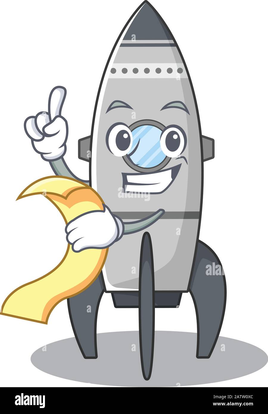 A funny cartoon character of rocket holding a menu Stock Vector Image ...