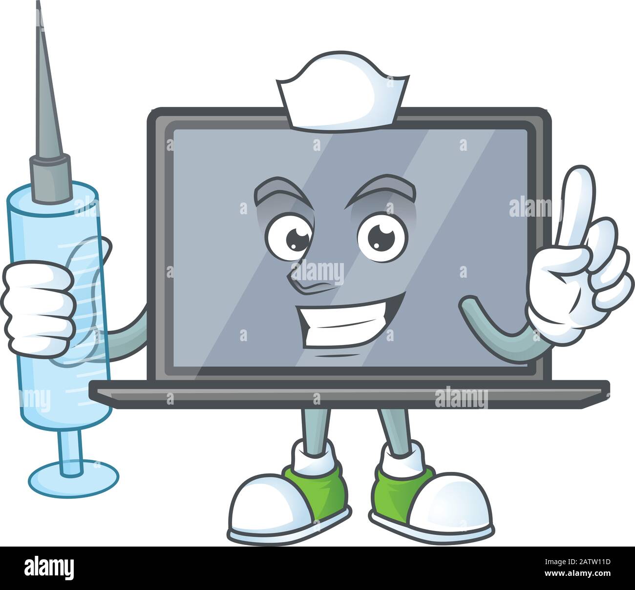 Smiley Nurse monitor cartoon character with a syringe Stock Vector ...