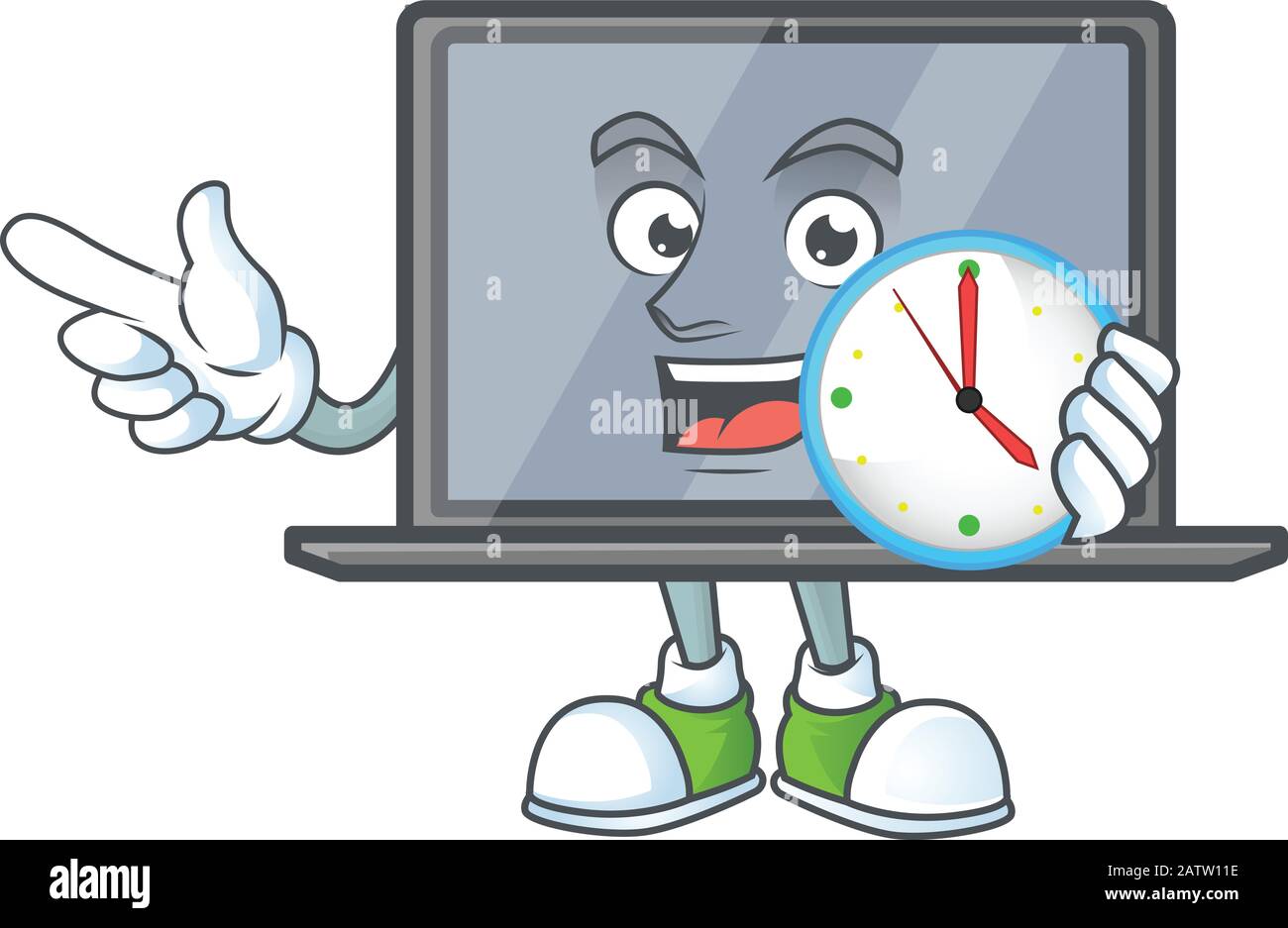 Monitor cartoon character style with a clock Stock Vector Image & Art ...