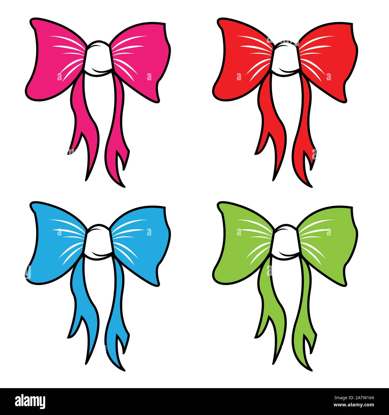 illustration set of elements bowed or ribboned presents on holidays ...