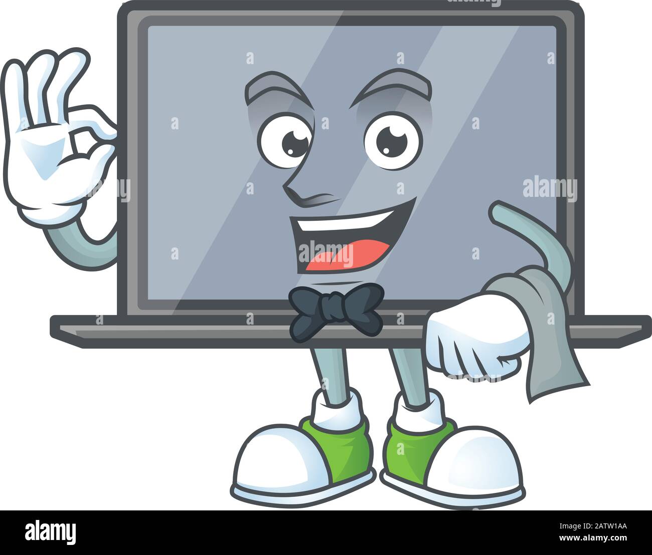 A monitor cartoon mascot working as a Waiter Stock Vector Image & Art ...