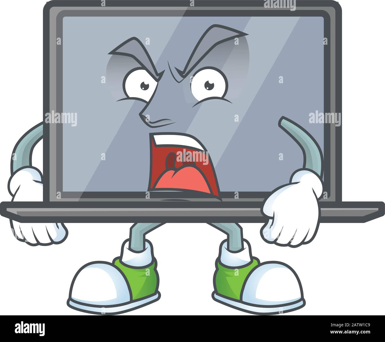 Monitor cartoon character design with angry face Stock Vector Image ...