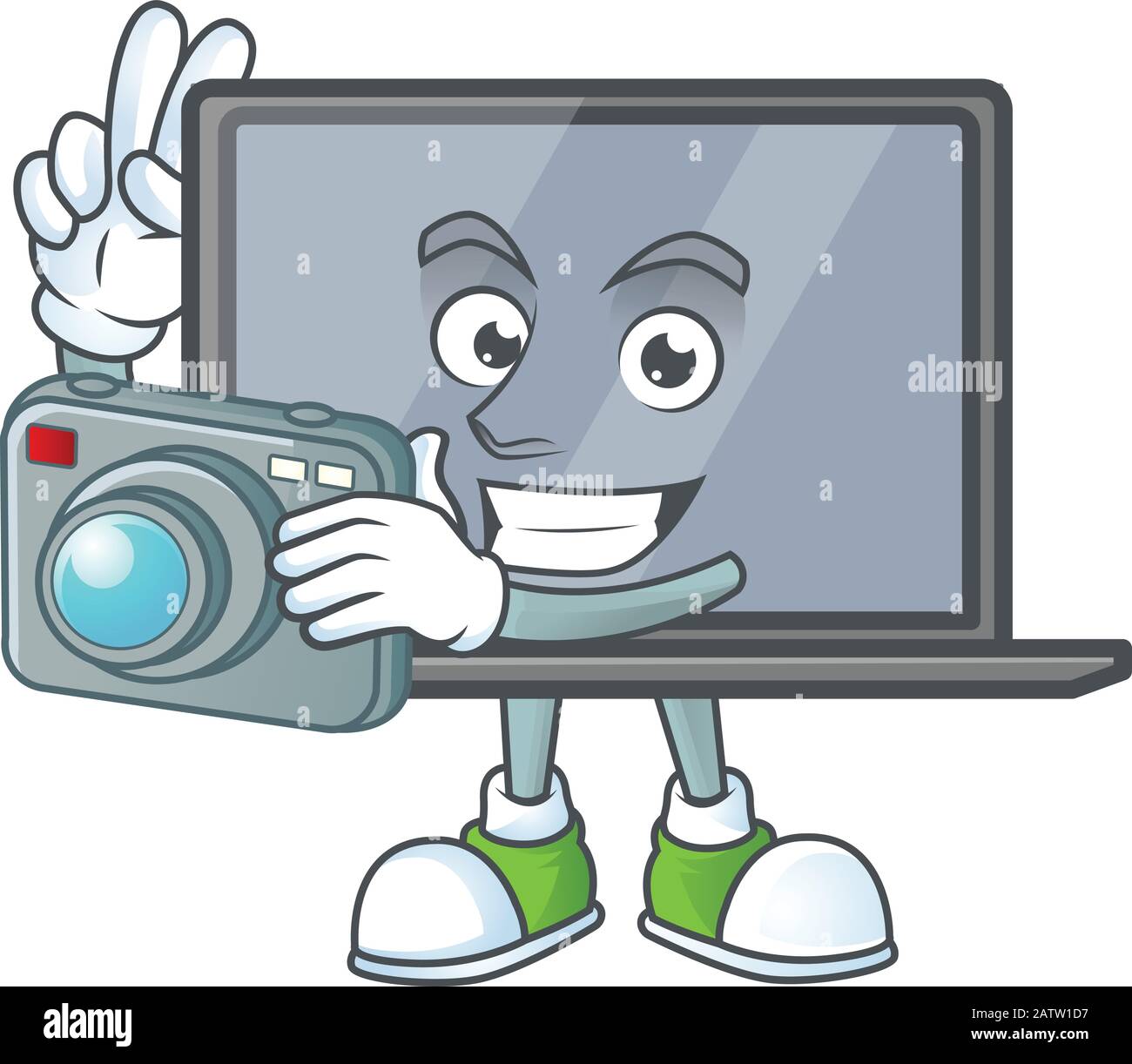 A monitor Photographer cartoon character in action with a camera Stock ...