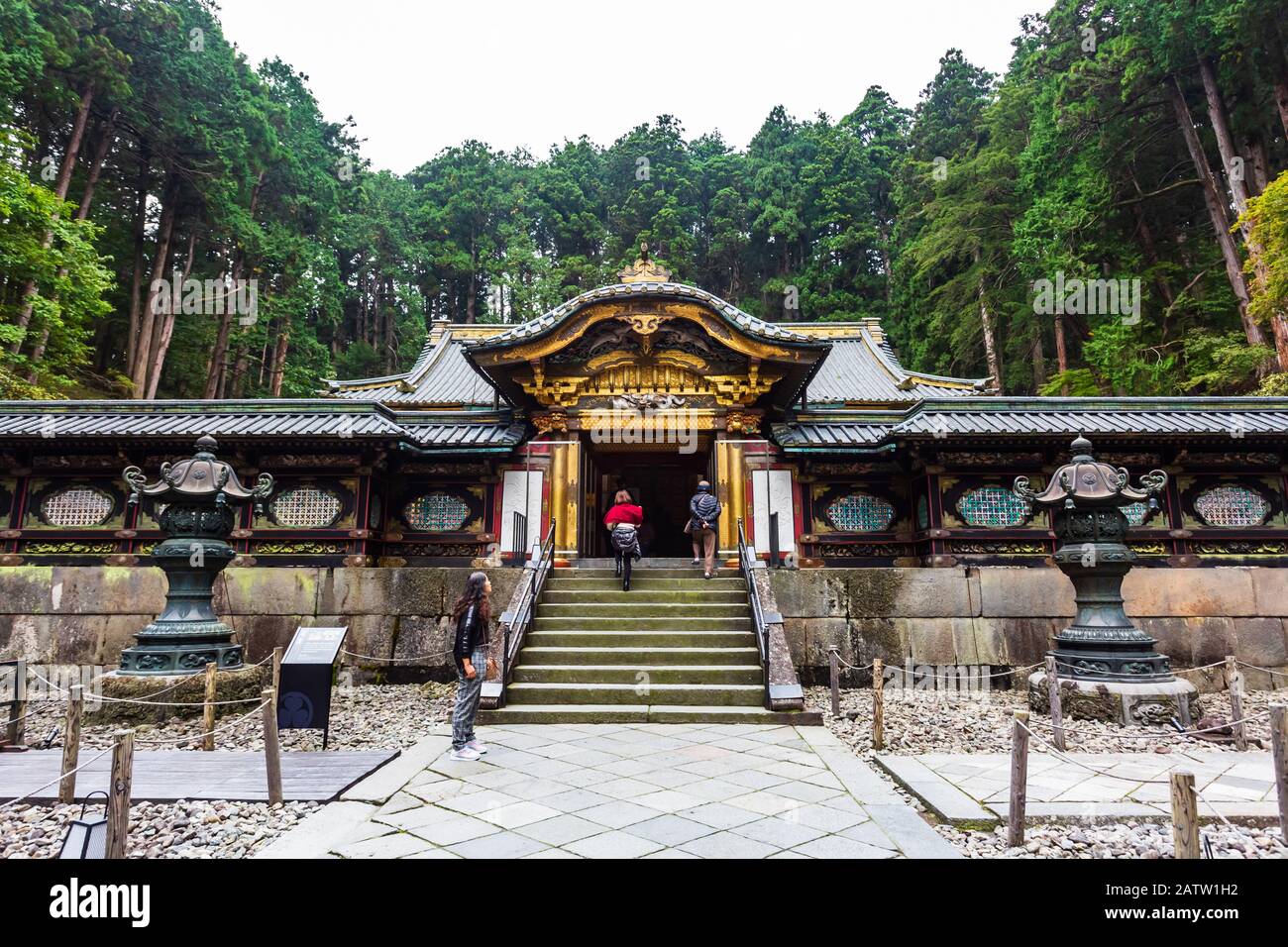 Nikko, Japan - October 15, 2018: Tourists visit of the Taiyuin temple ...