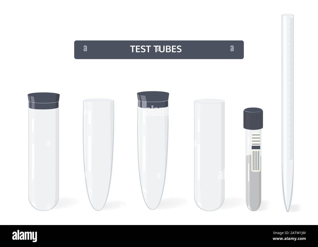 Medical and chemical test tubes for laboratory in white background ...