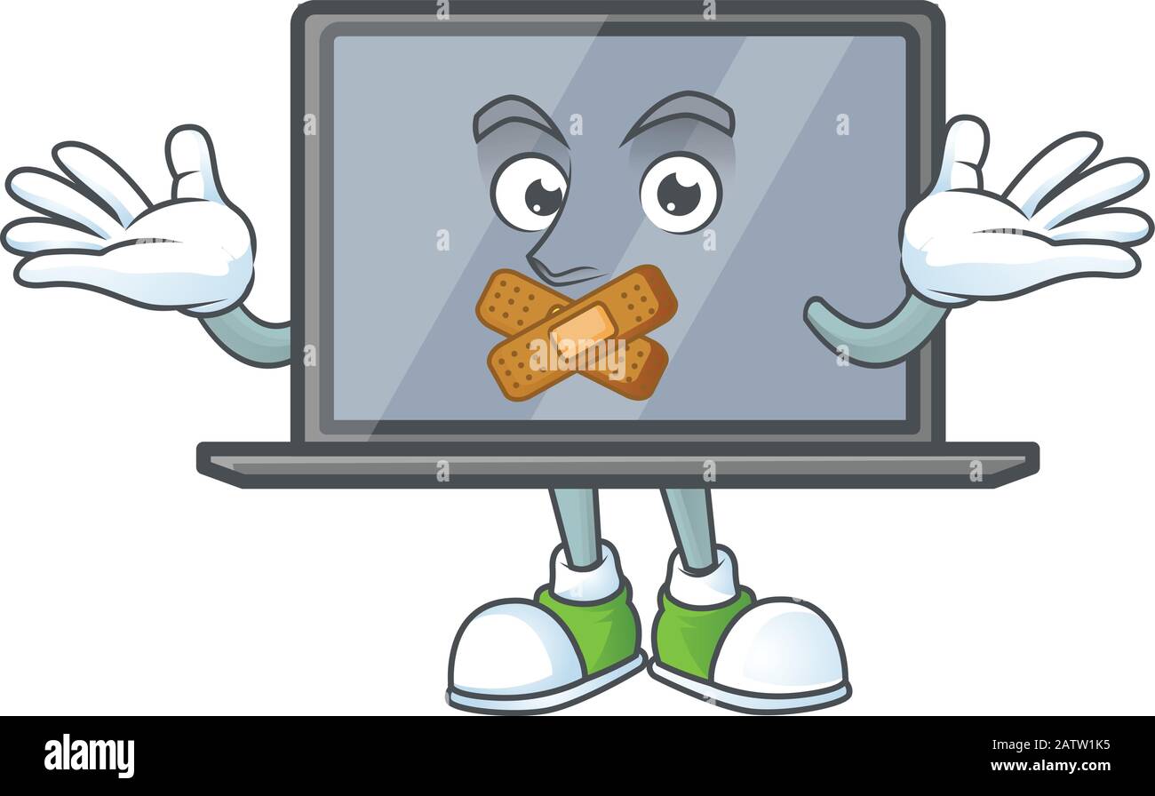 mascot cartoon character design of monitor making a silent gesture ...