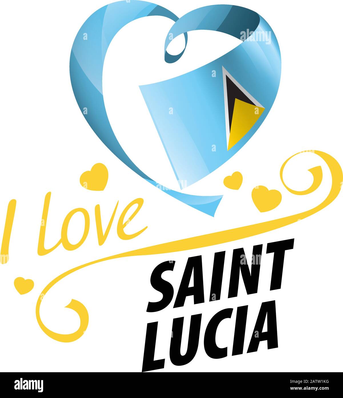 National flag of the Saint Lucia in the shape of a heart and the ...