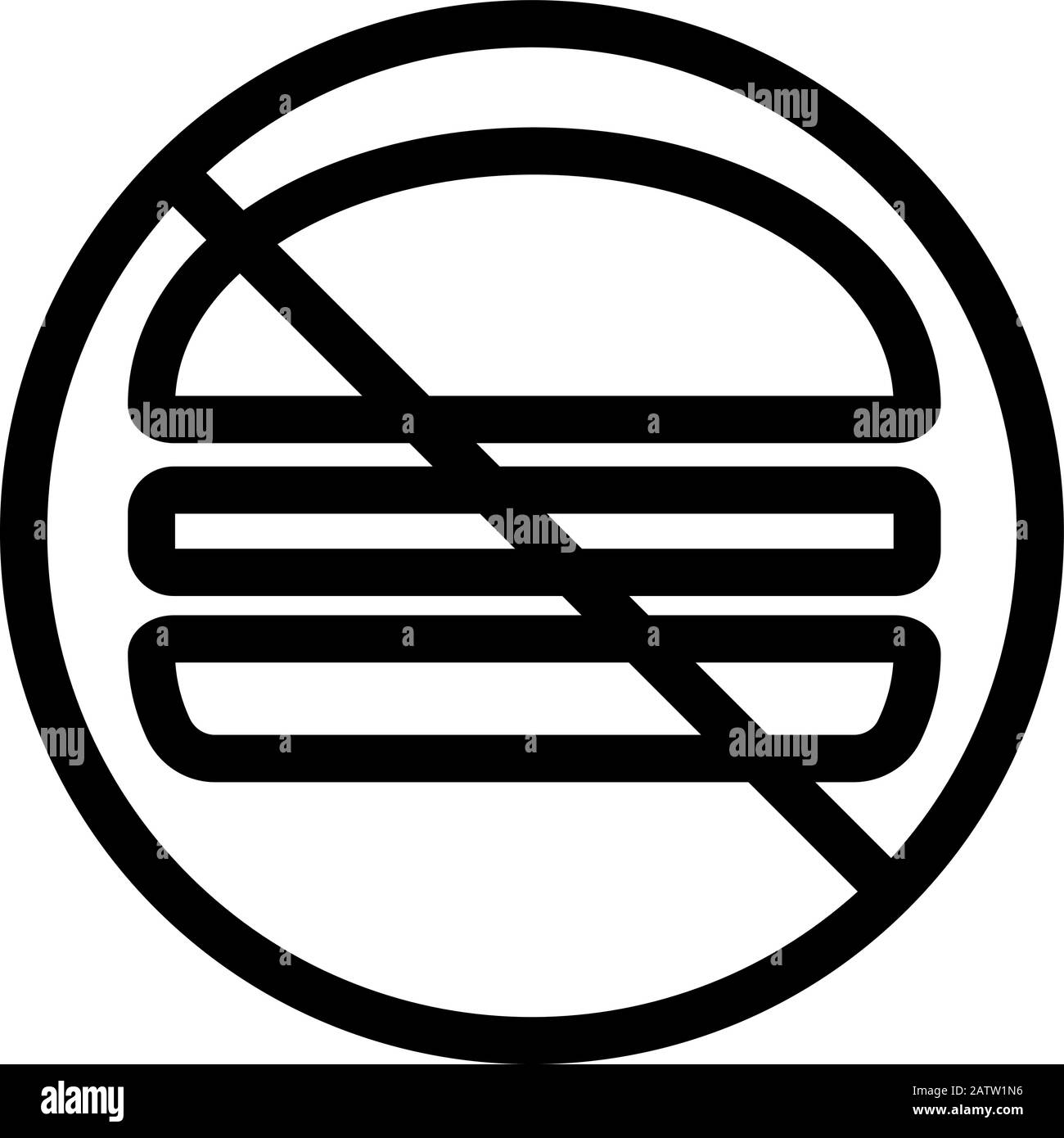 Ban the burger icon vector. Isolated contour symbol illustration Stock ...