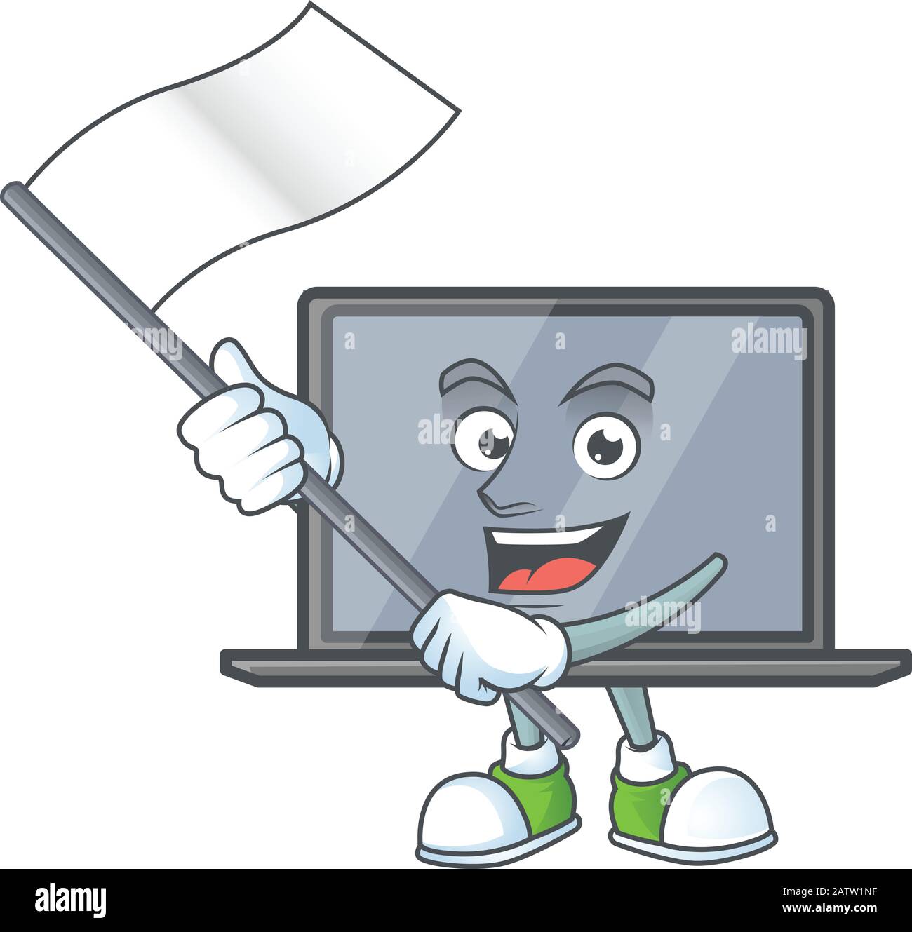 Funny monitor cartoon character design with a flag Stock Vector Image ...