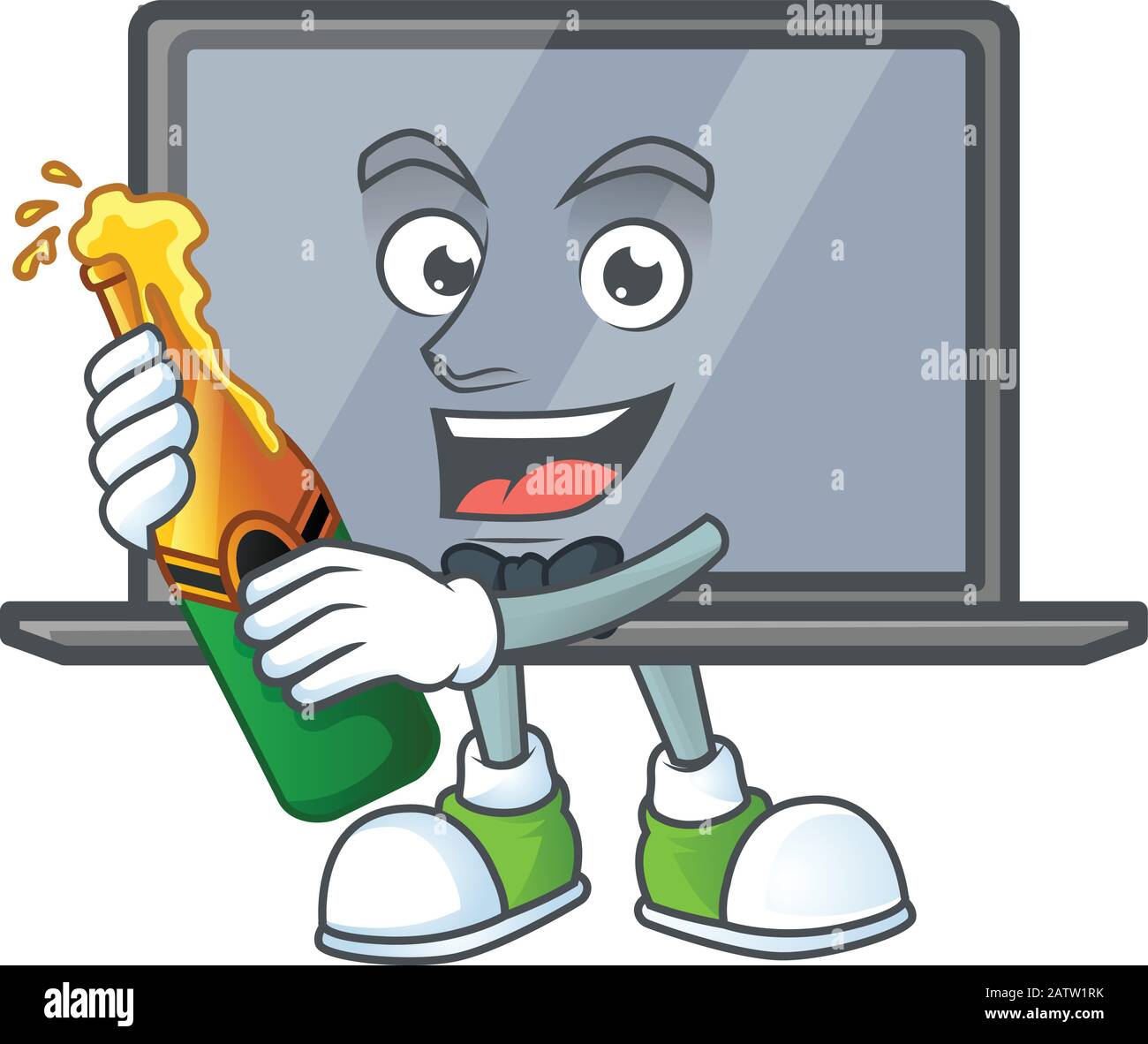 mascot cartoon design of monitor having a bottle of beer Stock Vector ...