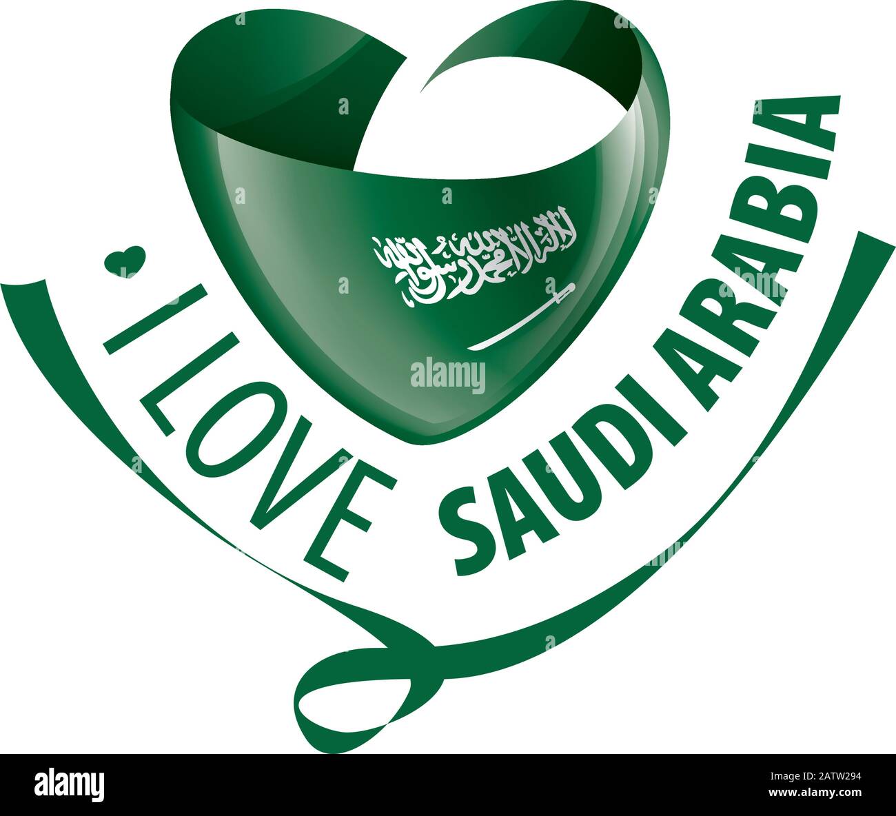 National flag of the Saudi Arabia in the shape of a heart and the ...