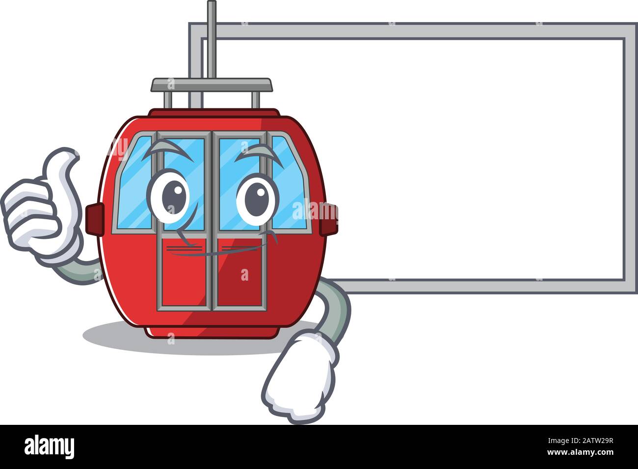 Thumbs up of ropeway cartoon design having a board Stock Vector Image ...