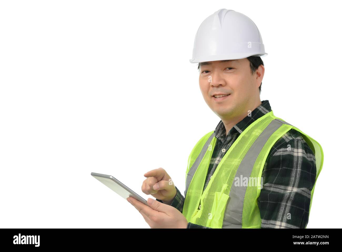 Engineer hardhat tablet hi-res stock photography and images - Alamy
