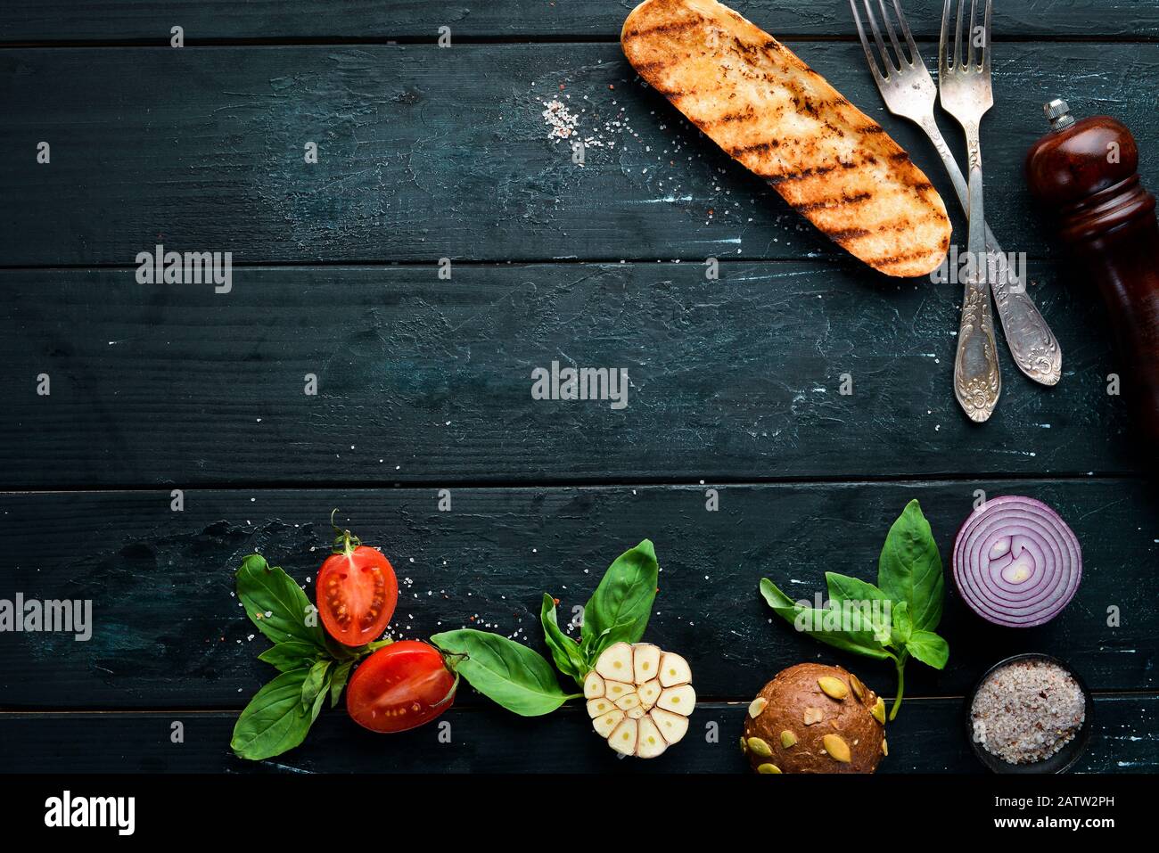 Cooking background and other ingredients. Top view. Flat lay ...