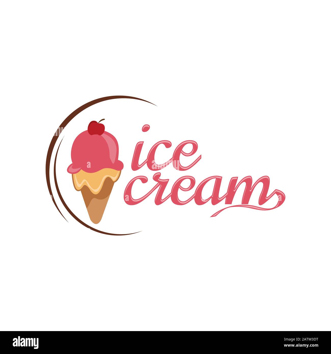 Logo Ice cream. Italian ice cream emblem. Ice cream in a waffle cone ...
