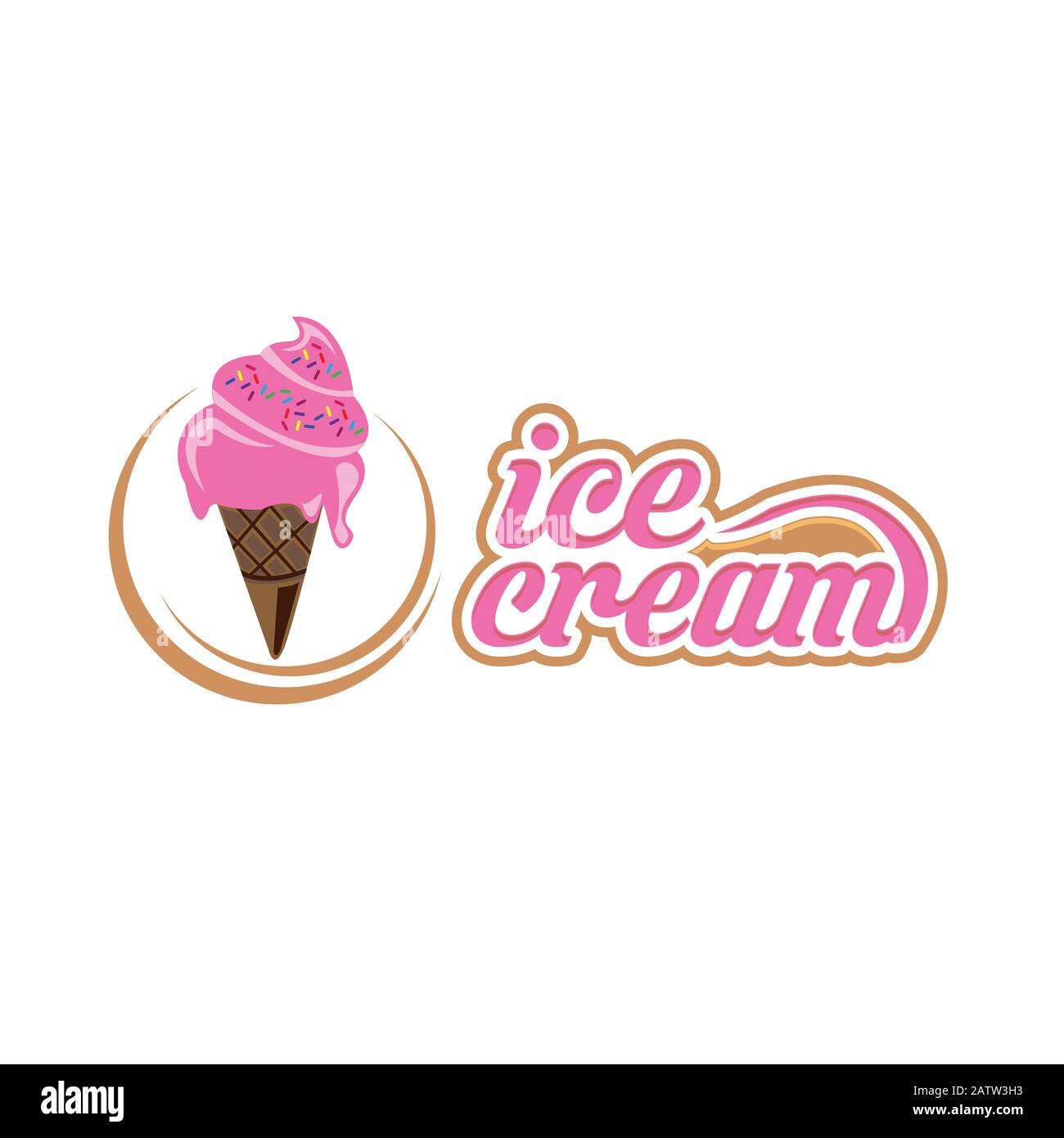 Logo Ice cream. Italian ice cream emblem. Ice cream in a waffle cone ...