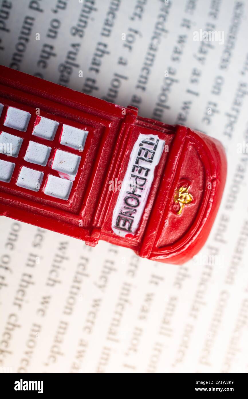 London, British and English symbol phone booth on a book page Stock ...