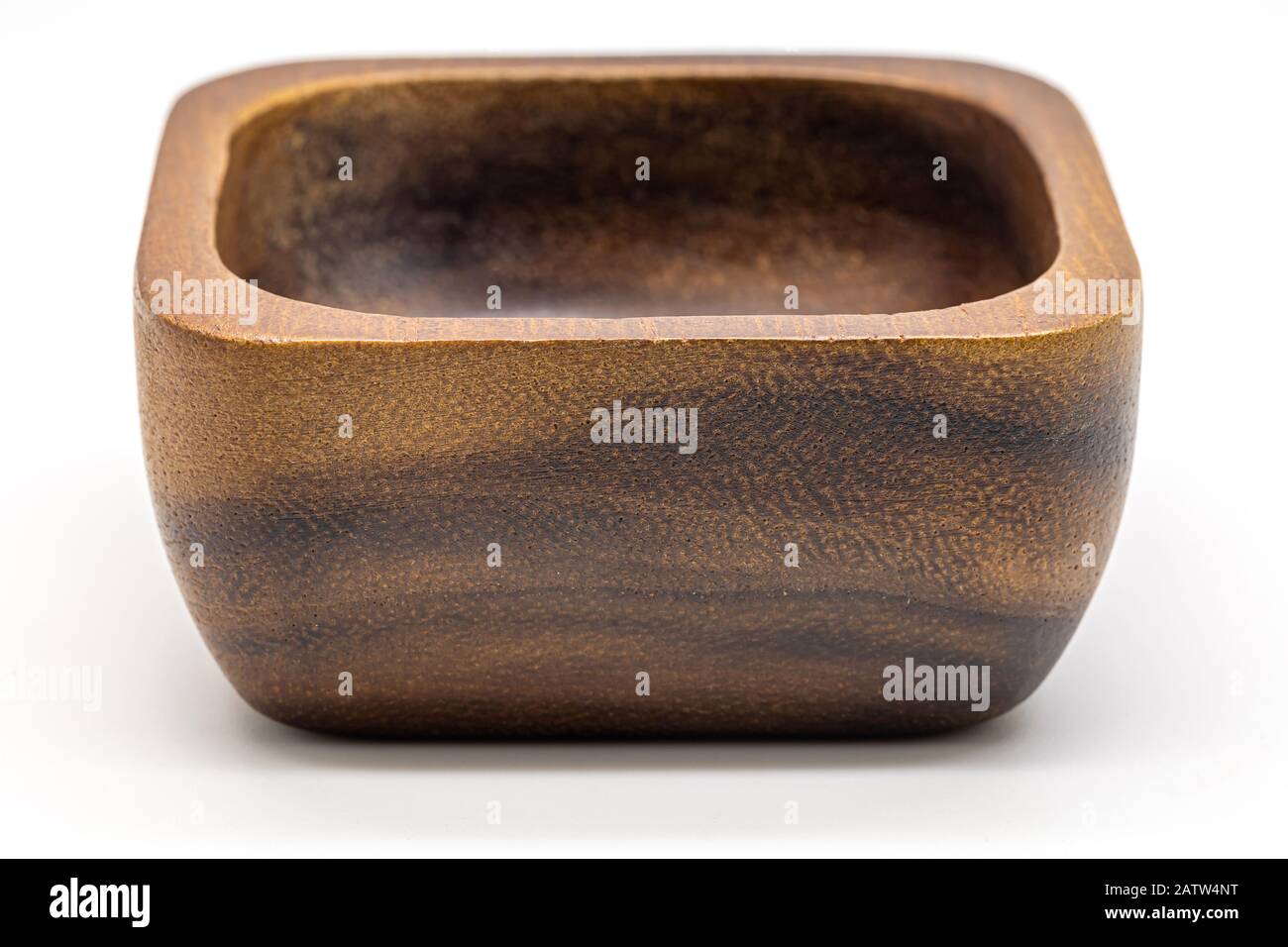 Close up a square wooden bowl isolate on white background Stock Photo ...
