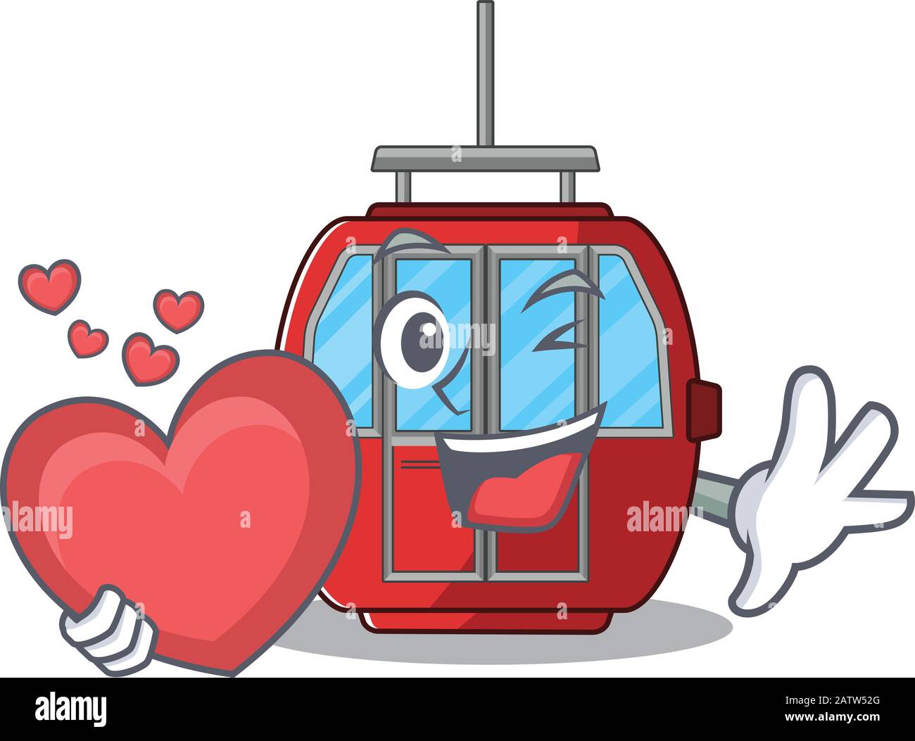 Romantic ropeway cartoon picture holding a heart Stock Vector Image ...